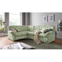 Ecksofa DOMO collection, B:256cm H:91cm T:200cm, gr&uuml;n, Luxus-Microfaser (100% Polyester), mit Muster;Struktur (100% Polyester), Wohnzimmer, Sofas,