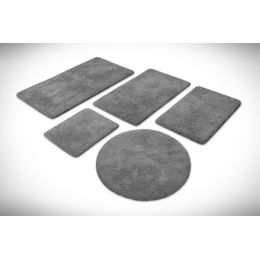 Badematte HOMIE LIVING, H:30mm, grau, Polyester, Badematten, "Porto Azzurro", Badteppich, uni, rechteckig & rund, waschbar, Badezimmerteppich