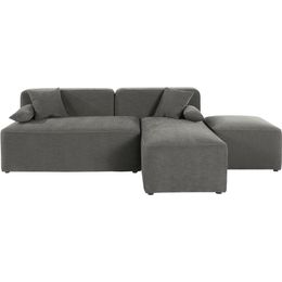 Ecksofa Home Affaire, B:220cm H:76,5cm T:153cm, grau, 100% Polyester, Wohnzimmer, Sofas, "Sundstrup L-Form", Modulserie, individuelle Zusammenstellung