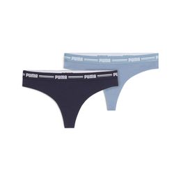 Puma Damen String "String (2er-Pack) Damen", Gr. XL, blau, 57% Baumwolle, 38% Modal, 5% Elasthan, Unterhosen