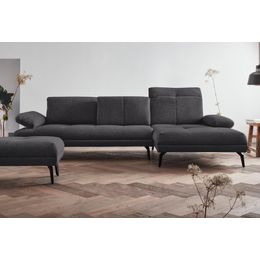 Ecksofa Andas, B:295cm H:83cm T:162cm, grau, Struktur weich (100% Polyester);Struktur grob (100% Polyester);100% NaturLEDER, Wohnzimmer, Sofas,