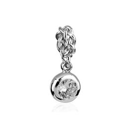 NENALINA Damen Charm-Einh&auml;nger "Solit&auml;r Zirkonia Kristall Knoten Bead 925 Silber", mit Steinen, silber, Silber 925 (Sterlingsilber), Charms
