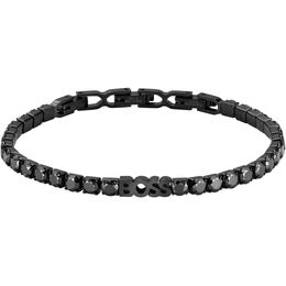 BOSS Damen Tennisarmband "KASSY GLOW", 19cm, Edelstahl, schwarz, Edelstahl, Armb&auml;nder, mit Zirkonia (synth.)