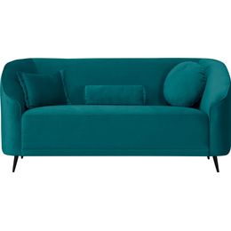 2-Sitzer Home Affaire, B:154cm H:81cm T:80cm, blau, 100% Polyester, Sofas, "Ashly", in 3 Bezugsvarianten, Boucl&eacute;, Samtoptik und Struktur weich.