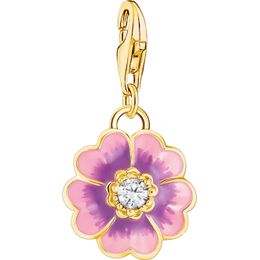 Thomas Sabo Damen Charm-Einhänger "Charm Flower", gold, Silber 925 (Sterlingsilber), Charms, mit Zirkonia (synth.) oder Glas-Keramik Stein