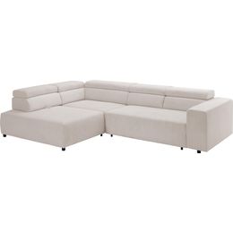 Ecksofa, B:308cm H:73cm T:203cm, beige, exxpo - SOFA FASHION, Wohnzimmer, Sofas, "VITTORIO mit Komfortfunktionen, bequem und modern, Cord, L-Form",