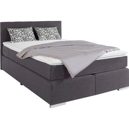 Boxspringbett COTTA, L:209cm, grau, Polyester, Komplettbetten, "Simba", Topseller wahlweise mit oder ohne Matratze und Topper bestellbar