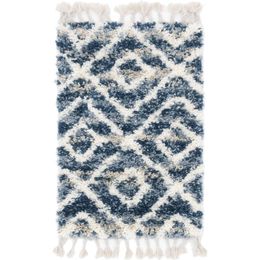 Hochflor-Teppich, B:66cm H:32mm L:91cm, blau, MyFlair M&Ouml;BEL & ACCESSOIRES, Polypropylen (PP), Teppiche, "Top Shag, LAGERR&Auml;UMUNG", gewebt, Rauten