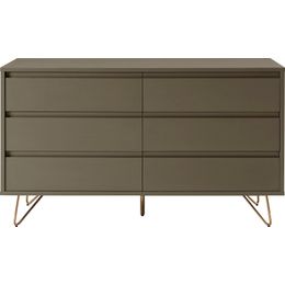 Kommode Salesfever, B:120cm H:70cm T:40cm, grau, MDF, Metall, Schlafzimmer, Sideboards, "Bolton Design Sideboard mit Stauraum", Haarnadelbeine aus