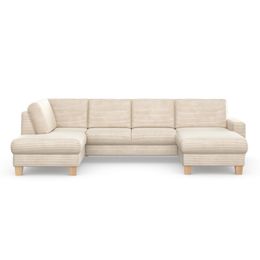 Wohnlandschaft Home Affaire, B:314cm H:91cm T:170cm, beige, 100% Polyester, Sofas, "Summer U-Form", mit oder ohne Bettfunktion und Bettkasten,