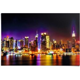 Poster Reinders, B:91,5cm H:61cm, bunt, Papier, Bilder, "Manhattan Skyline Reflektionen"