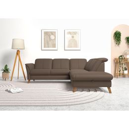 Sit & More Ecksofa SIT & MORE, B:250cm H:91cm T:220cm, braun, 100% Polyester, Wohnzimmer, Sofas, "Romero L-Form", wahlweise mit oder ohne TV-Funktion,