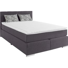 Boxspringbett COTTA, L:209cm, grau, Polyester, Komplettbetten, "Simba", Topseller wahlweise mit oder ohne Matratze und Topper bestellbar