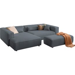 Ecksofa, B:288cm H:66cm T:198cm, grau, LeGer Home by Lena Gercke, 100% Polyester, Sofas, "PIARA XXL, L-Form, Schlaffunktion, Cord, Leinenoptik o.