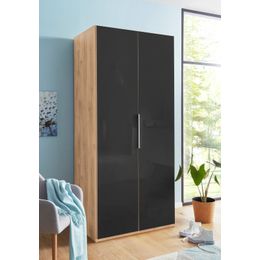 Kleiderschrank wimex, B:100cm H:236cm T:58cm, grau, Schlafzimmer, Schr&auml;nke, "Level by fresh to go", T&uuml;ren vollfl&auml;chig mit farbigem Glas