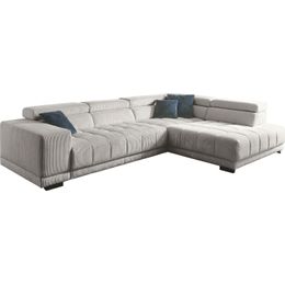 Ecksofa DIE PLANBAR, B:323cm H:73cm T:222cm, grau, 100% Polyester, Wohnzimmer, Sofas, "MP-IN15053 L-Form breiter Schenkel", wahlweise mit