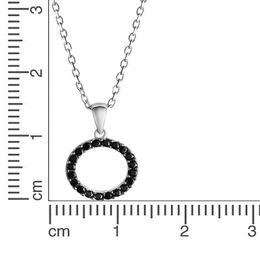 Celesta Damen Kette mit Anh&auml;nger "Silber 925 rhodiniert 42+3cm lang mit schwarzen Zirkonia-Steinen", 42+3cm, Silber 925 (Sterlingsilber), L: 45 B: