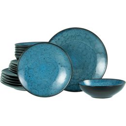 Creatable Teller-Set "Capri, Tellerset 18-tlg", 18 Stk., blau, Geschirr-Sets, Reaktivglasur