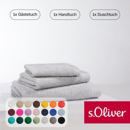 Handtuch Set s.Oliver, grau, Walkfrottier, Obermaterial: 100% Baumwolle, Handtuch-Sets, "s.Oliver, Premium Qualit&auml;t, 600 gr/m&sup2;", 1 G&auml;stetuch 30x50