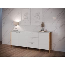 Sideboard FORTE, B:206,1cm H:86,5cm T:41,6cm, grau, Spanplatte, Wohnzimmer, Sideboards, "Saitama"
