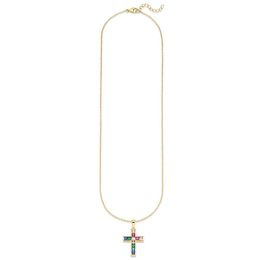 Bruno Banani Damen Kette mit Anh&auml;nger "Schmuck Geschenk Silber 925 Halsschmuck Halskette Regenbogen Kreuz", Silber 925 (Sterlingsilber), L: 48, gold,