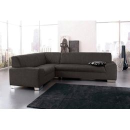 Ecksofa DOMO collection, B:249cm H:75cm T:181cm, grau, Microfaser aus 100% Polyester;Softlux, das pflegeleichte Kunstleder aus 80% PVC, 18% Polyester