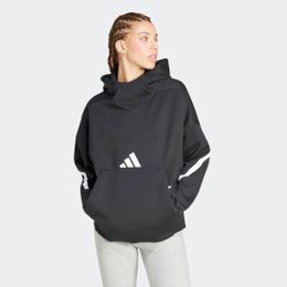 Damen Kapuzensweatshirt "W Z.N.E. OH HD", schwarz-weiß, Gr. XS, adidas Sportswear, Obermaterial: 57% Polyester, 43% Baumwolle, Sweatshirts
