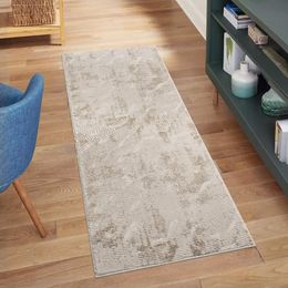 Teppich Carpet City, B:80cm H:10mm L:300cm, beige, Polyester, Wohnzimmer, Teppiche, "ANTIK481", Kurzflor, 3D-Optik, Klassisch-Modern für Wohnzimmer,