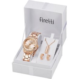 Firetti Damen Quarzuhr, rosa, Armbanduhren, Armbanduhr, Damenuhr, Glassteine, ideal auch als Geschenk