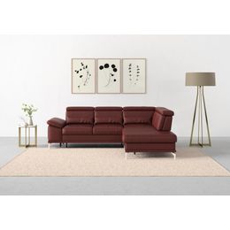 Sit & More Ecksofa SIT & MORE, B:274cm H:87cm T:230cm, rot, Wohnzimmer, Sofas, "Cabrio L-Form, B: 274 cm, mit Sitztiefen-, Arm- & Kopfteilverstellung", 3