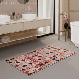 Badematte Wecon Home, H:0,5mm, bunt, Polyester, Badematten, "Nelson", orientalisch, waschbar, rutschfest, schnell trocknend, Badteppich