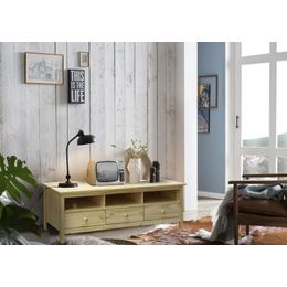 Lowboard Home Affaire, B:158cm H:47cm T:40cm, beige, Massivholz, Wohnzimmer, Sideboards, Kommode mit drei Kabeldurchführungen