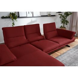 Ecksofa W.Schillig, B:291cm H:94cm T:164cm, rot, Longlife Xtra-Leder Z59: Glattleder mit modischer Pr&auml;gung. Hautst&auml;rke 0, 9 - 1, 1 mm, Wohnzimmer,