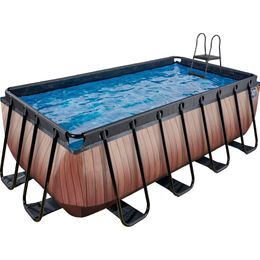 Framepool EXIT, B:200cm H:122cm L:400cm, braun, Schwimmbecken, BxLxH: 200x400x122 cm, mit Kartuschenfilter und Sicherheitsleiter