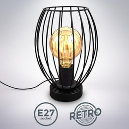 B.K.LICHT Tischleuchte "Retro-Tischlampe, Metall, Schwarz", 1, Ø 17,5cm H: 25,6cm, 1 Stk., schwarz, Wohnzimmer, Leuchten, E27-Fassung, ohne