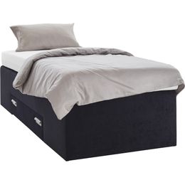 Boxspringbett, B:90cm L:200cm, schwarz, Westfalia Schlafkomfort, Bezug Bett: Feinstrukturstoff (77% Polyester, 23%Viskose) oder Microfaser (100%