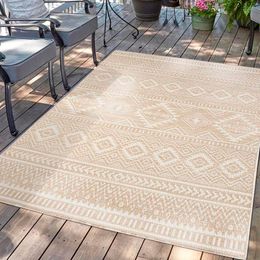 Outdoorteppich Carpet City, B:280cm H:5mm L:380cm, beige, Polypropylen, Balkon, Teppiche, "PALM 3522", Läufer, Wetterfest & UV-beständig, für Balkon,