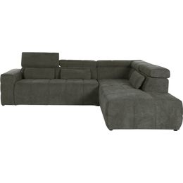Ecksofa DOMO collection, B:275cm H:80cm T:228cm, grün, Wohnzimmer, Sofas, "Brandon L-Form, auch in Leder", inklusive Kopfteilverstellung, wahlweise