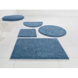 Badematte my home, H:15mm, blau, Baumwolle, Badematten, "Maren, Badvorleger, Badezimmer Teppich", Bio-Baumwolle, Badteppich, Badematten auch als 3