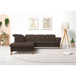 Sit & More Ecksofa SIT & MORE, B:250cm H:91cm T:220cm, braun, 100% Polyester, Wohnzimmer, Sofas, "Romero L-Form", wahlweise mit oder ohne TV-Funktion,