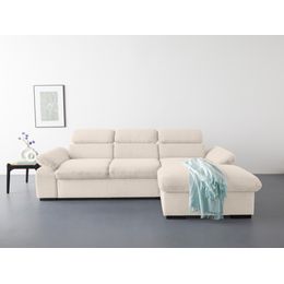Ecksofa COTTA, B:250cm H:73cm T:165cm, beige, 90% Polyester, 10% Polyamid, Wohnzimmer, Sofas, "Lola L-Form mit Kopfteilfunktion & Hocker", wahlweise