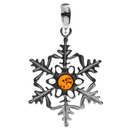 OSTSEE-SCHMUCK Damen Kettenanh&auml;nger "OSTSEE-SCHMUCK Anh&auml;nger Schneeflocke Anh&auml;nger Schneeflocke", 34x24mm, Silber 925 (Sterlingsilber), 2,1 g, wei&szlig;,