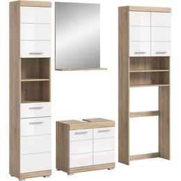 Badmöbel-Set Inosign, B:190cm H:191cm T:34cm, weiß, Holzwerkstoff, MDF, Kastenmöbel-Sets, "Siena, 4 teilig, bestehend aus:", Hochschrank, WBU,