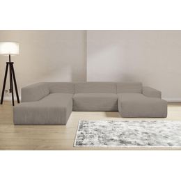 Wohnlandschaft WERK2, B:330cm H:70cm T:263cm, grau, 90% Polyester, 10% Nylon, Sofas, "Zeus viel Platz, Breite 330cm, modern und zeitlos, U-Form",