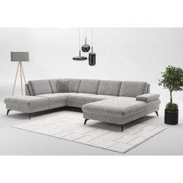 Sit & More Wohnlandschaft SIT & MORE, B:300cm H:83cm T:202cm, grau, 100% Polyester, Sofas, "Morris Jubi U-Form, B: 300 cm", mit Armteilfunktion & 1 Zierkissen,