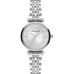 Emporio Armani Damen Quarzuhr, silber, Armbanduhren, Armbanduhr, Damenuhr, analog, Edelstahlarmband