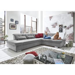 Ecksofa DIE PLANBAR, B:323cm H:84cm T:124cm, silber, 100% Polyester, Wohnzimmer, Sofas, "MP-IN17004 L-Form", wahlweise mit Bettfunktion, Sitztiefen-