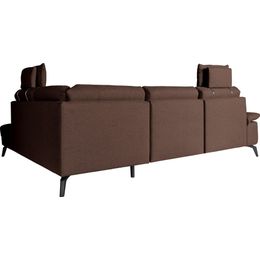 Ecksofa Alina, B:267cm H:118cm T:210cm, braun, Struktur GBA (100% Polyester), Wohnzimmer, Sofas, inkl. Kopfst&uuml;tzen, wahlweise mit Relaxfunktion,