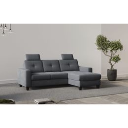 Ecksofa Places of Style, B:239cm H:91cm T:164cm, grau, 100% Polyester, Wohnzimmer, Sofas, "Varese", wahlweise mit Bettfunktion und Bettkasten