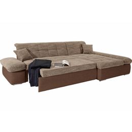 Ecksofa DOMO collection, B:300cm H:80cm T:172cm, bunt, Kunstleder SOFTLUX / Struktur (90% Polyester/ 10% Polyacryl);Microfaser PRIMABELLE (100%